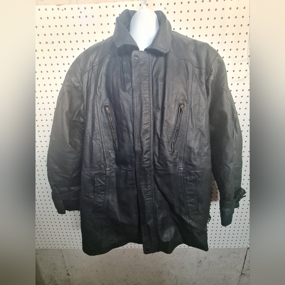 HY-Vee | Jackets & Coats | Hyv Black Leather Coat Jacket For Men Size ...